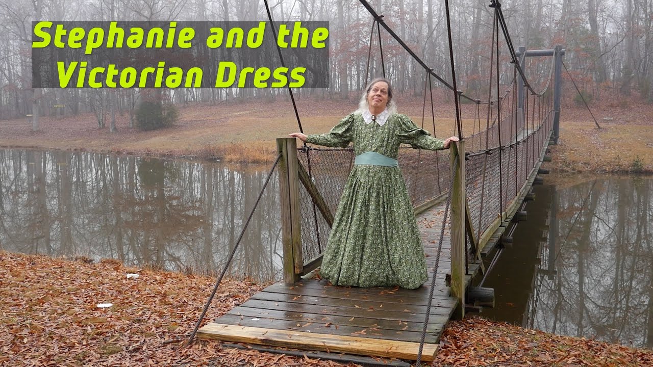 Crossdresser Models Green Floral Victorian Dress in the Fog - YouTube
