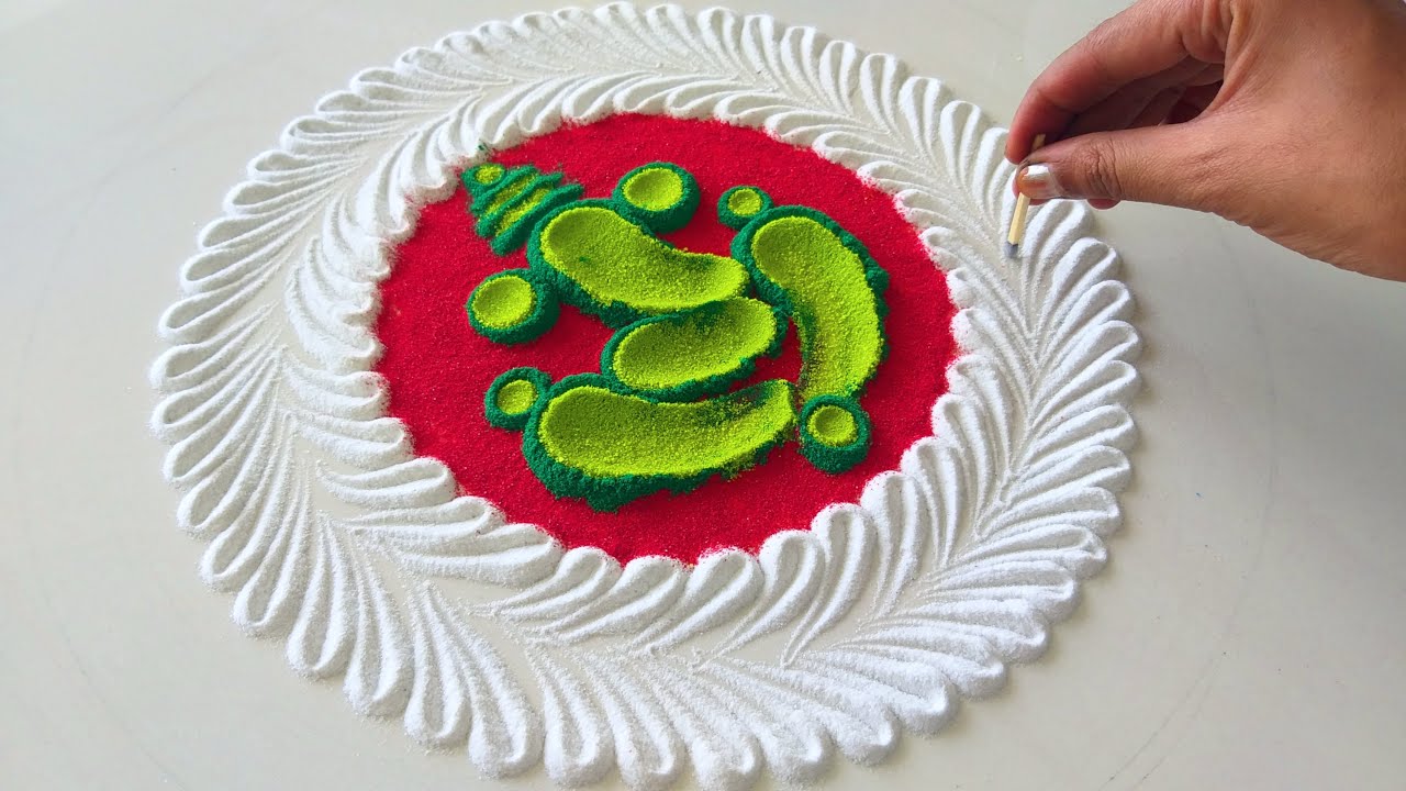 Ganesh Chaturthi Rangoli With Tricks ऐसे बनाये | Gauri Ganapati Rangoli ...