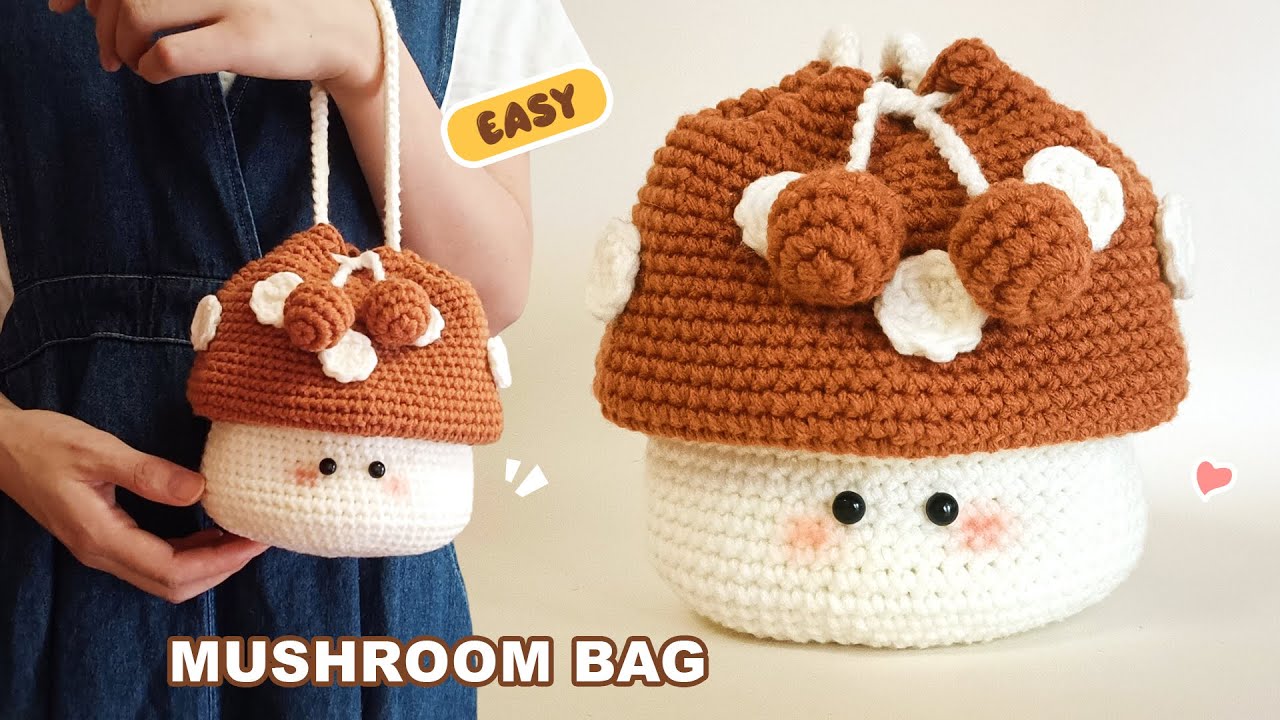 😍So Cute!🤗 How to crochet a MUSHROOM BAG tutorial | Beginner friendly ...