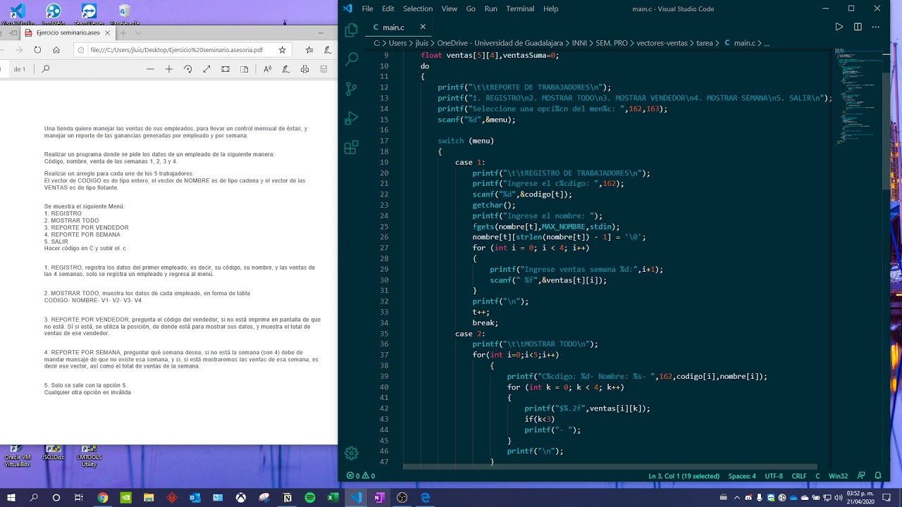 Conceptos básicos del lenguaje C - Switch, if, do...while y funciones. - YouTube