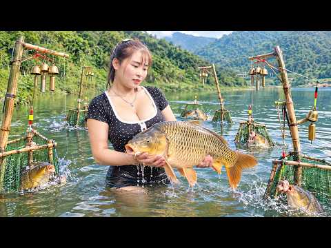 Every Bell Started Ringing! Beautiful Girl Catches Giant Carp & Tilapia on a Huge Lake