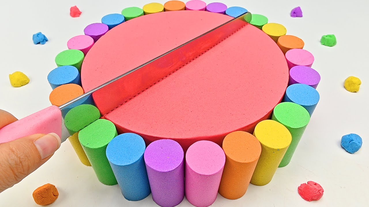 Satisfying Video l Kinetic Sand Rainbow Cake Cutting ASMR #1 - YouTube