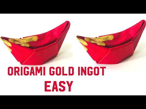 How To Fold Gold Ingot In One Minute | 金 元寶 | Red Packet Gold Ingot For ...