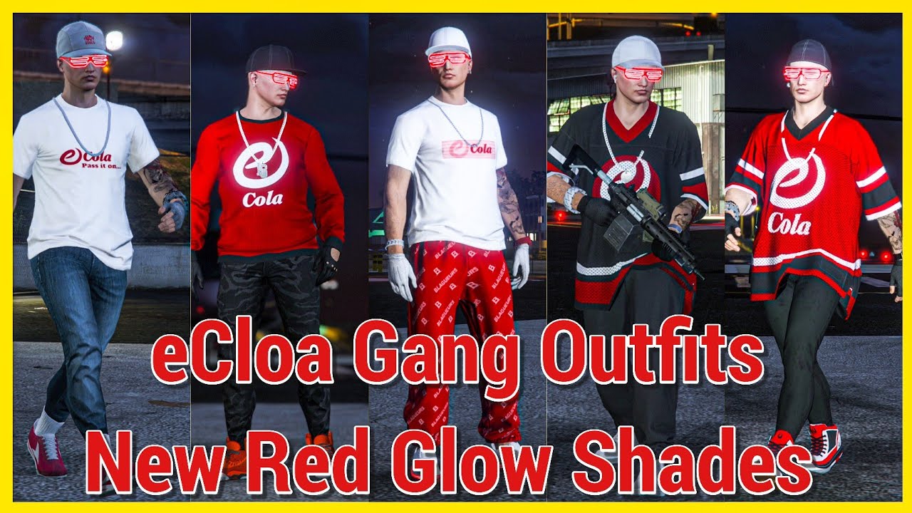 GTA Online New Update eCola Gang Outfits Red Glow Glasses Outfits - YouTube