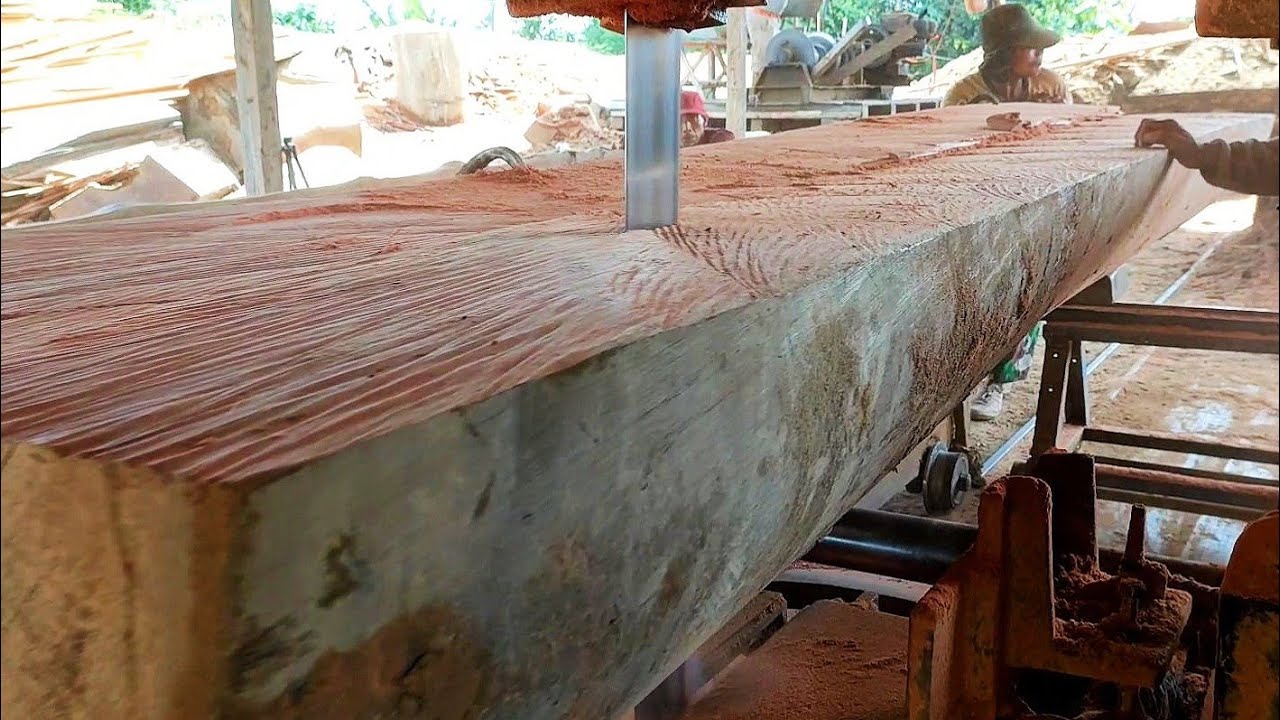 Cara. pengolahan kayu Meranti batu merah merah#sawmill - YouTube