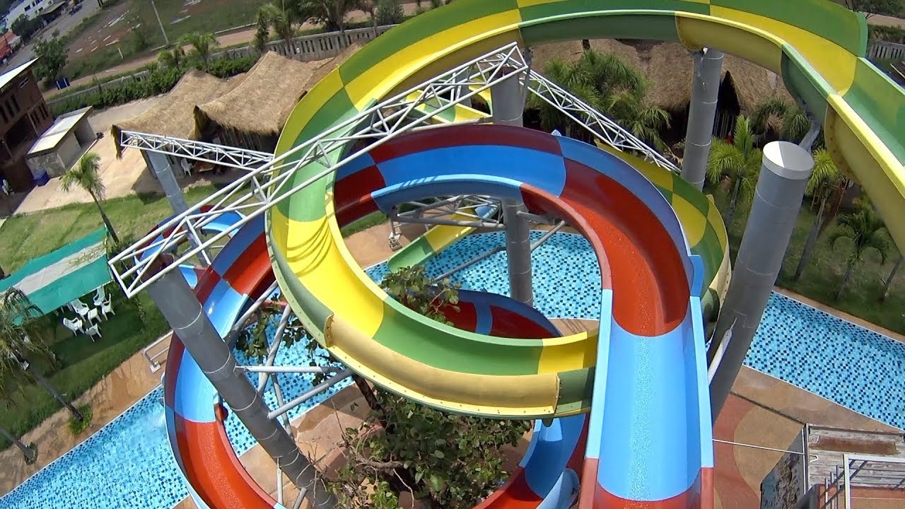 Giant Green Water Slide at Aloha Water Park Sakonnakhon - YouTube