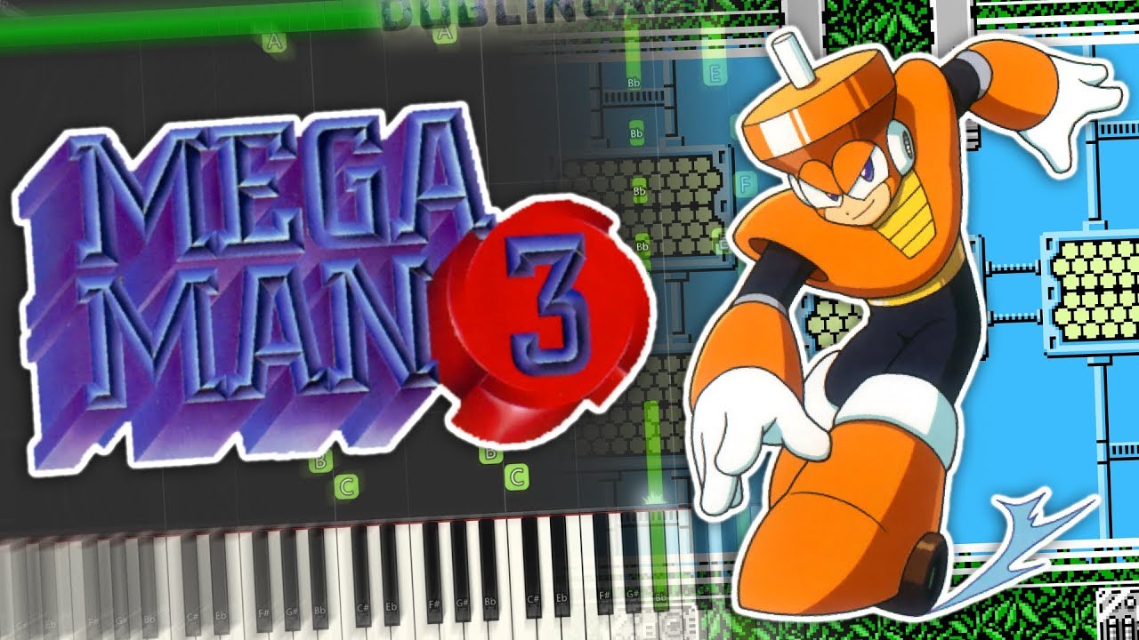 Mega Man 3 - Top Man Theme Piano Tutorial Synthesia - YouTube