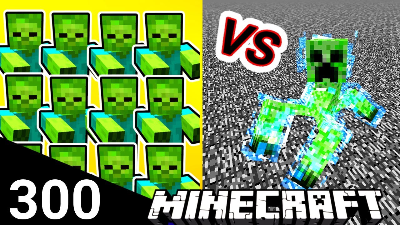 300 Zombies Vs. Charged Mutant Creeper in Minecraft - YouTube