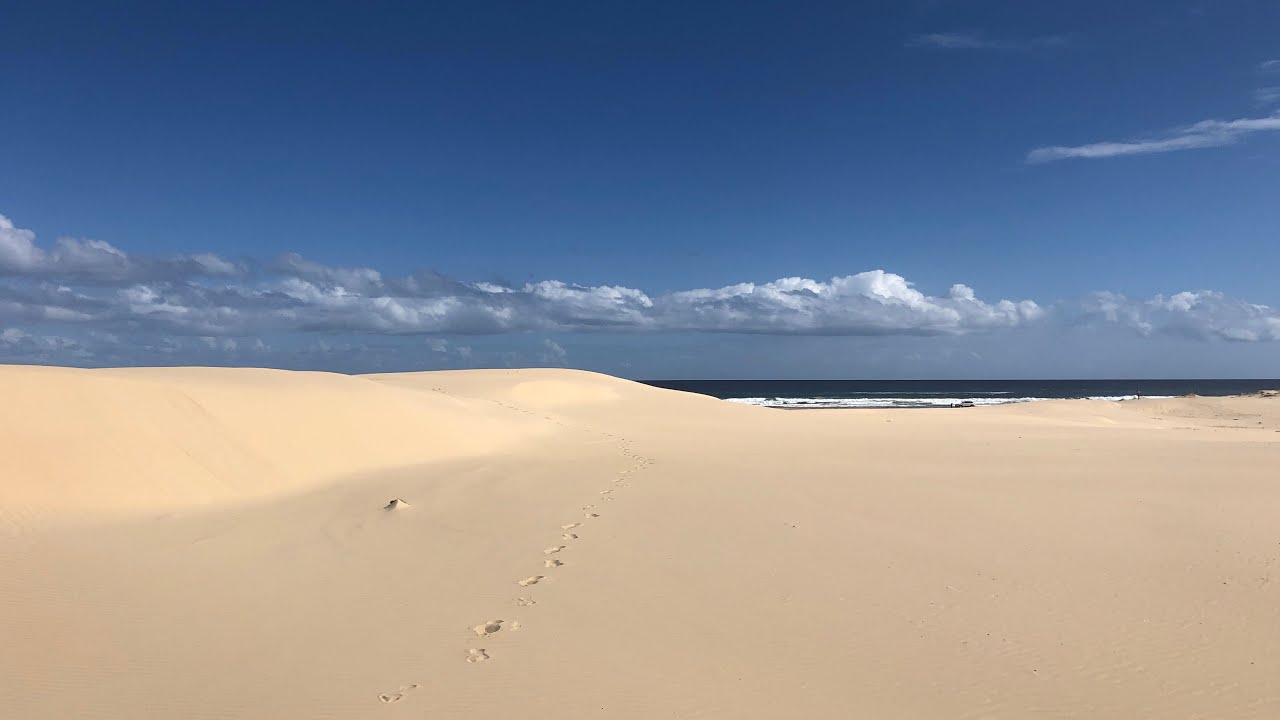 Walking on sand dunes at Stockton Beach, NSW, Australia - YouTube