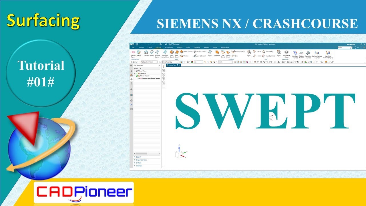 Siemens NX / Surfacing / Swept Command - YouTube