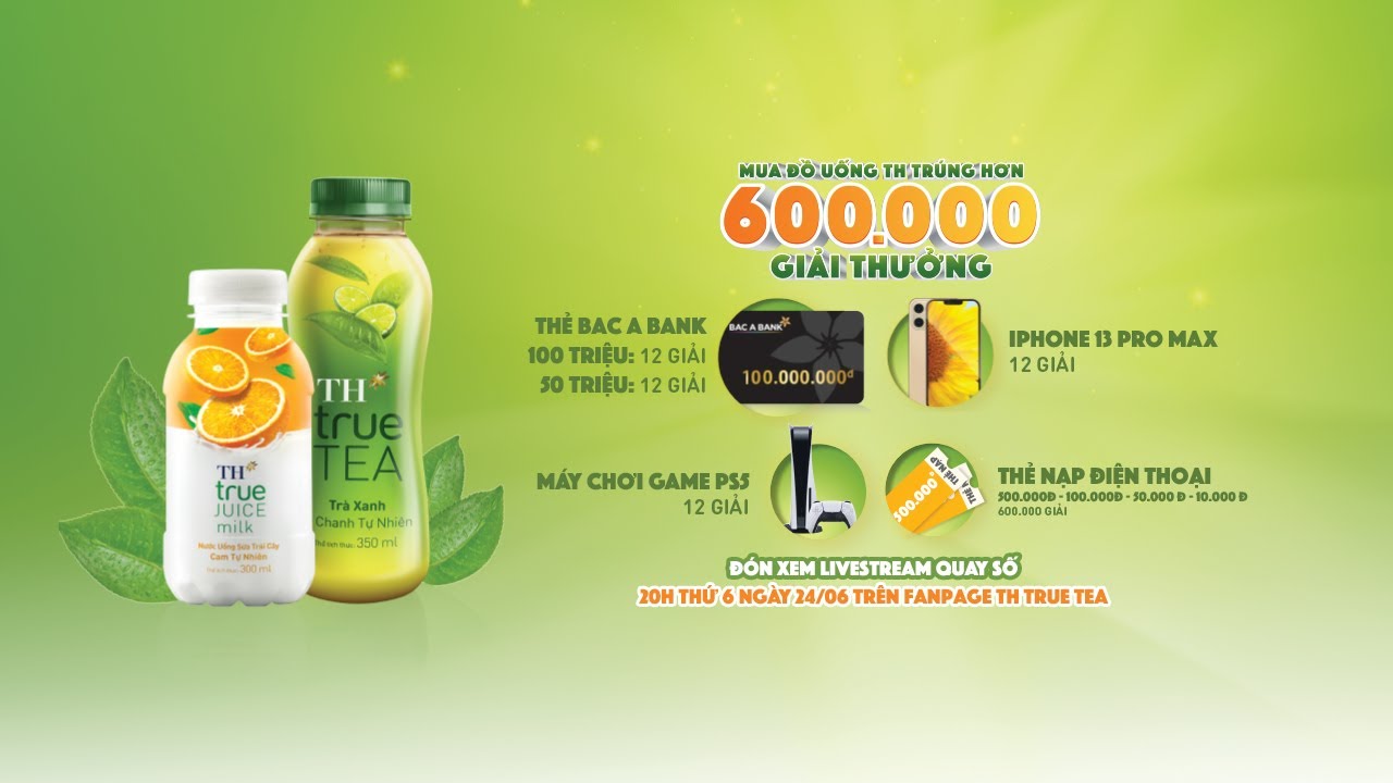 Mua Trà tự nhiên TH true TEA và Sữa trái cây TH true JUICE milk, trúng ...
