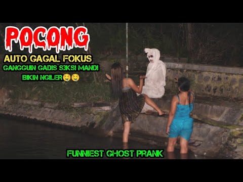 Prank pocong auto gagal fokus gangguin gadis s3ksi mandi paling lucu ...