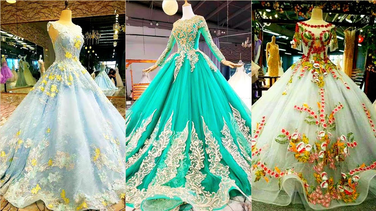 Elegant Gorgeous Designer Fancy Embroidered Wedding Gown Maxi Dresses ...