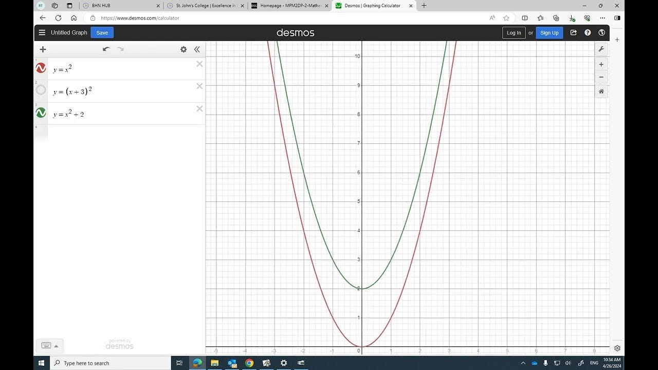 Video Lesson - Exploring Translations of Quadratic Relations - YouTube