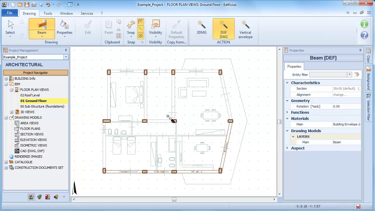 Edificius Tutorial - Insert a BEAM with the DXF/DWG recognition feature - ACCA software - YouTube