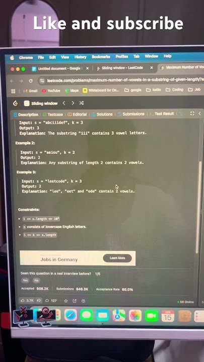 Maximum Number of Vowels in a substring of given length | Sliding ...