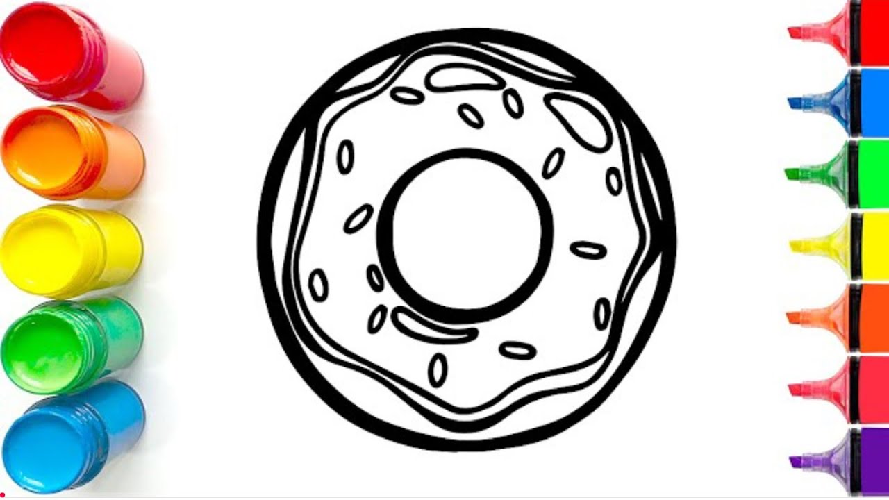 How To Draw a Donut 🍩 Easy Step by Step | Drawing, Painting & Coloring ...
