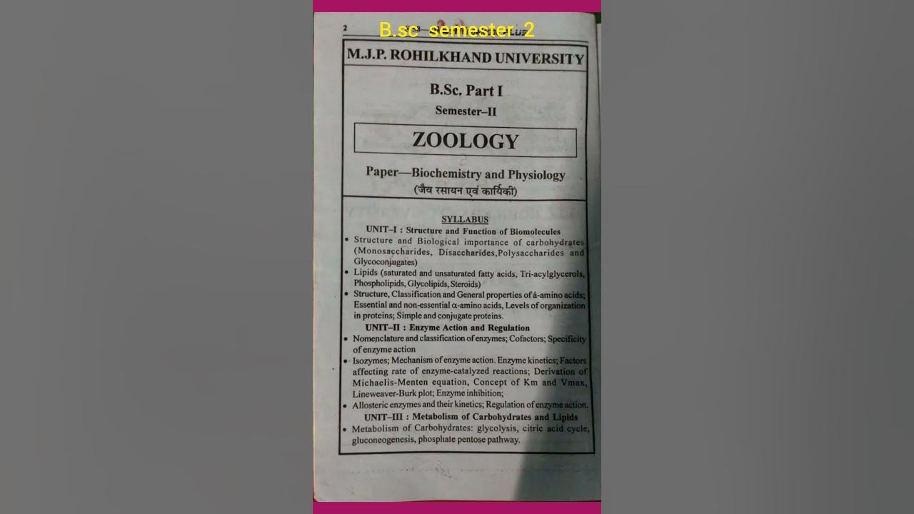 B.sc semester 2 zoology ka syllabus - YouTube