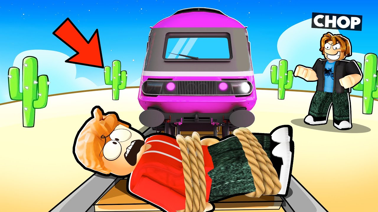 ROBLOX CHOP TIED FROSTY ONTO TRAIN TRACKS IN PAIN SIMULATOR - YouTube