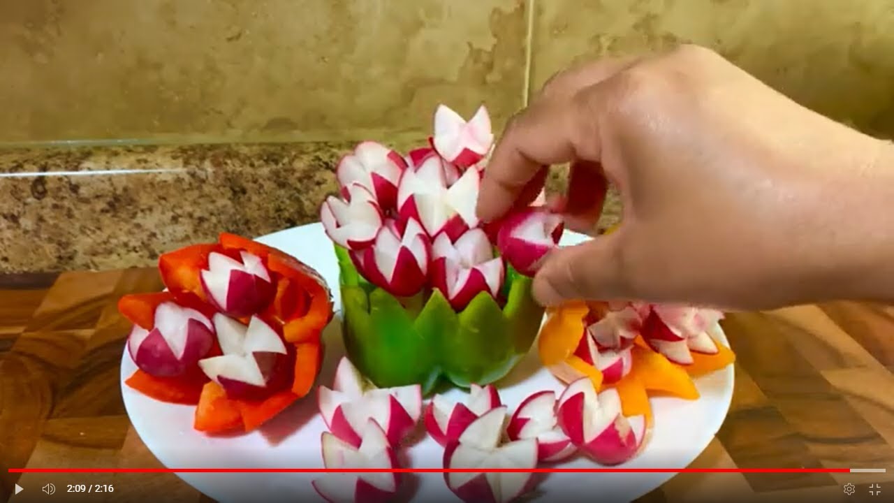 Red Radish Carving _ vegetables baskets _ Fruit & Vegetable Carving ...