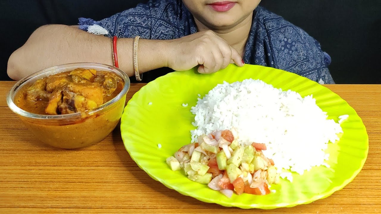 Eating Chicken Curry Rice Salad||Eating Show||@mydailyfood - YouTube