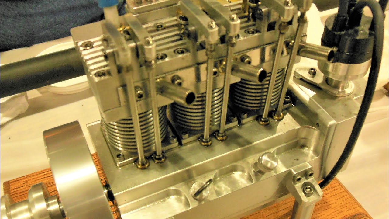 Three Cylinder Open Rocker mini engine running at Cabin Fever Expo 2020 ...