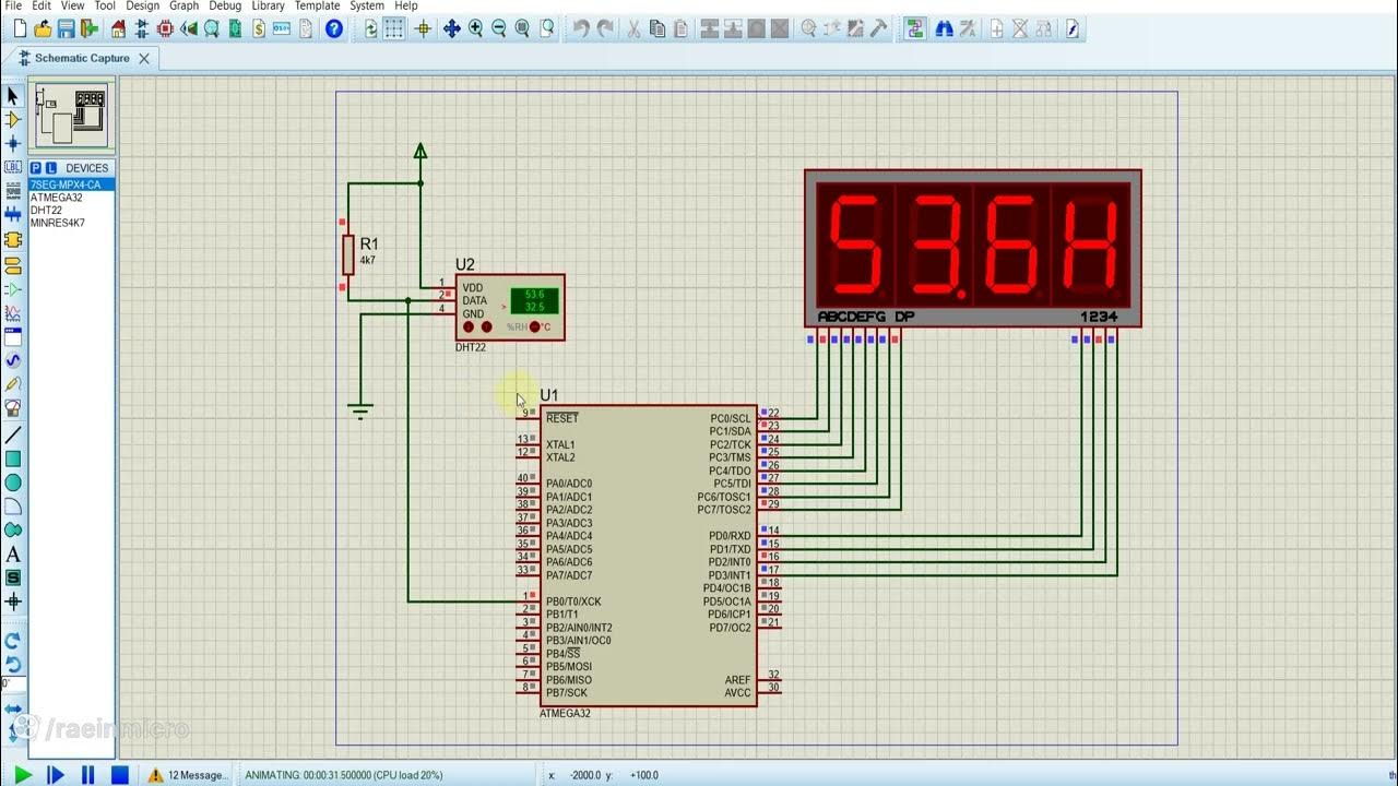 Interfacing ATMEGA32 with DHT22 sensor & 7-segment display - YouTube