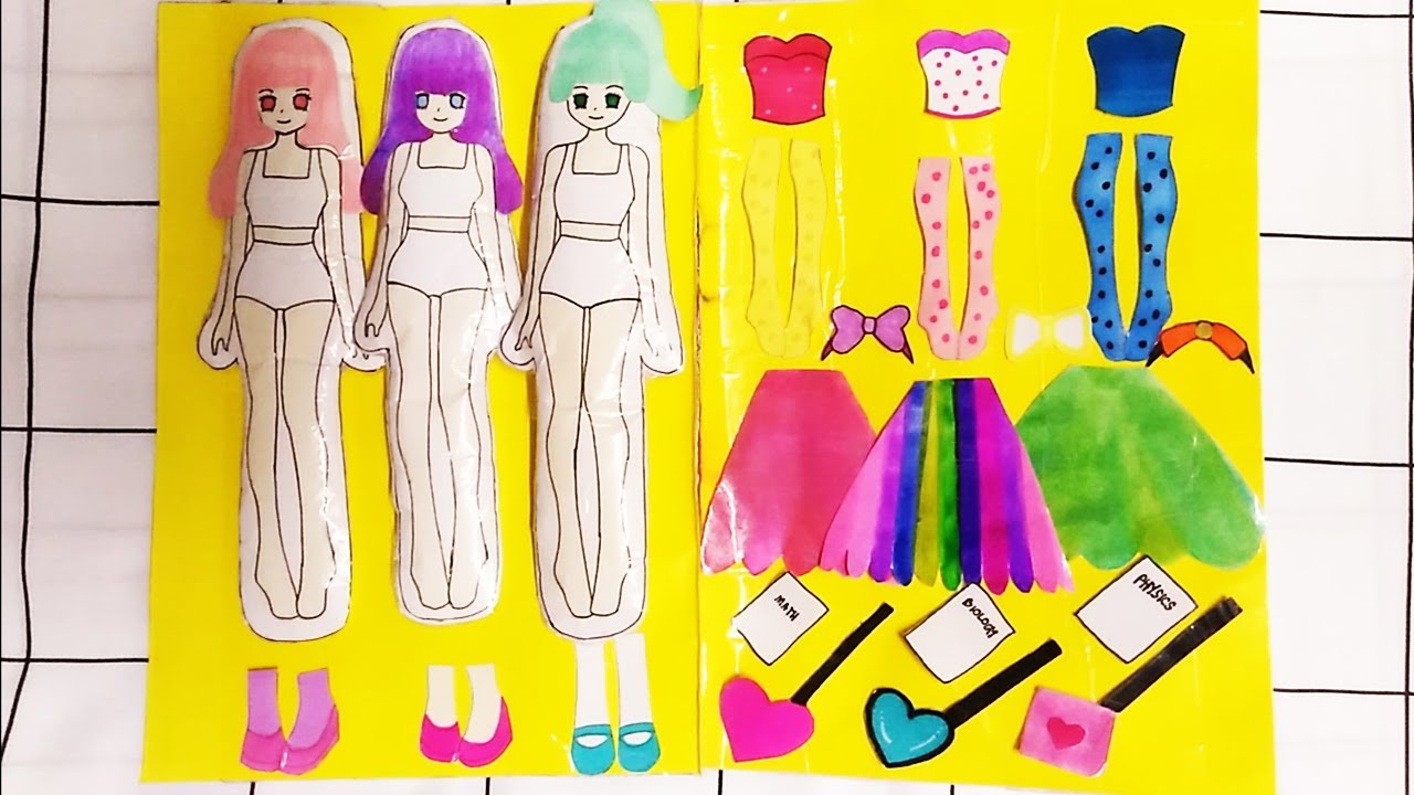 (PAPER DIY) HOW TO MAKE PAPER DOLL BOOK/ BARBIE PRINCESS GOING TO CLASS ...