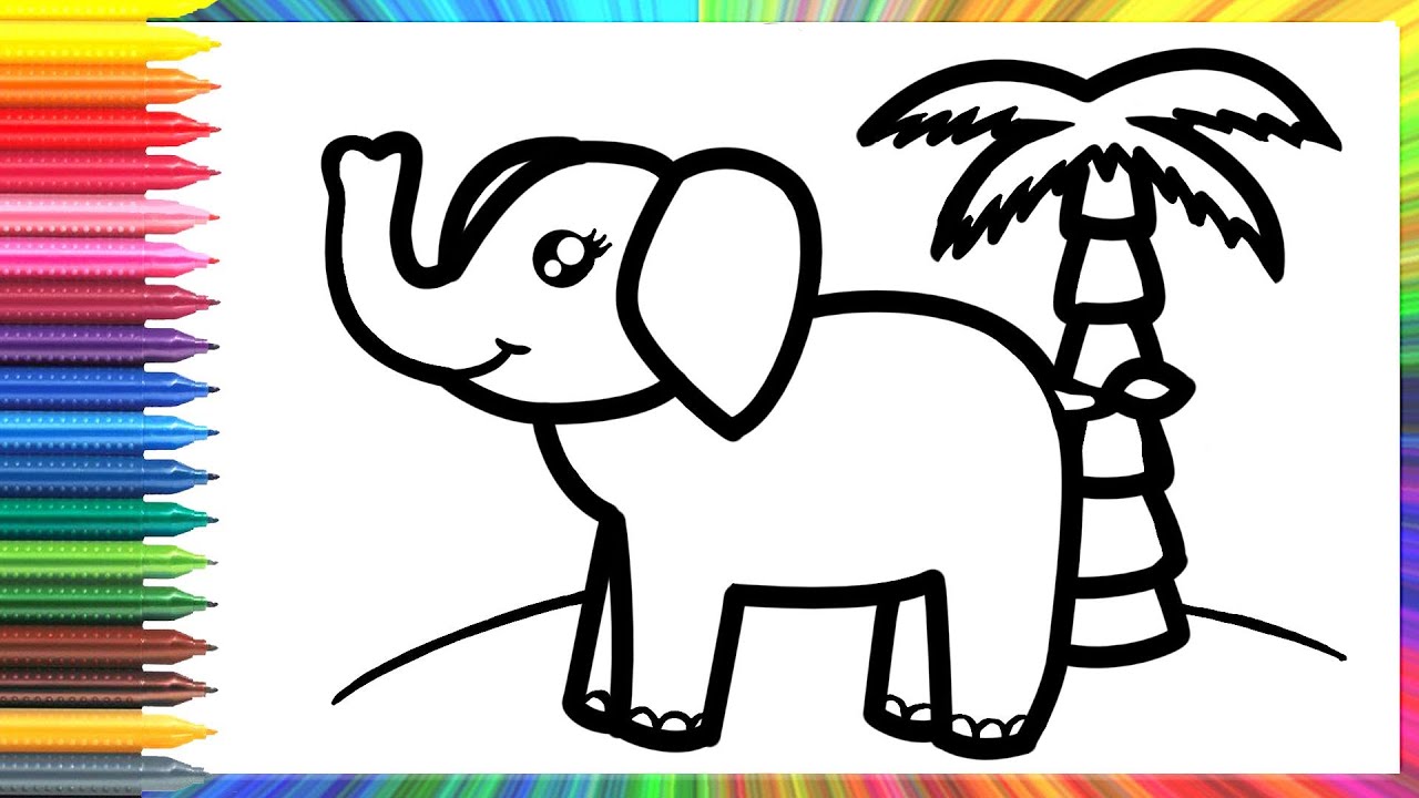 Cara menggambar gajah untuk anak-anak/How to draw an elephant for ...