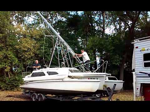 Telstar 28 mast raising - YouTube