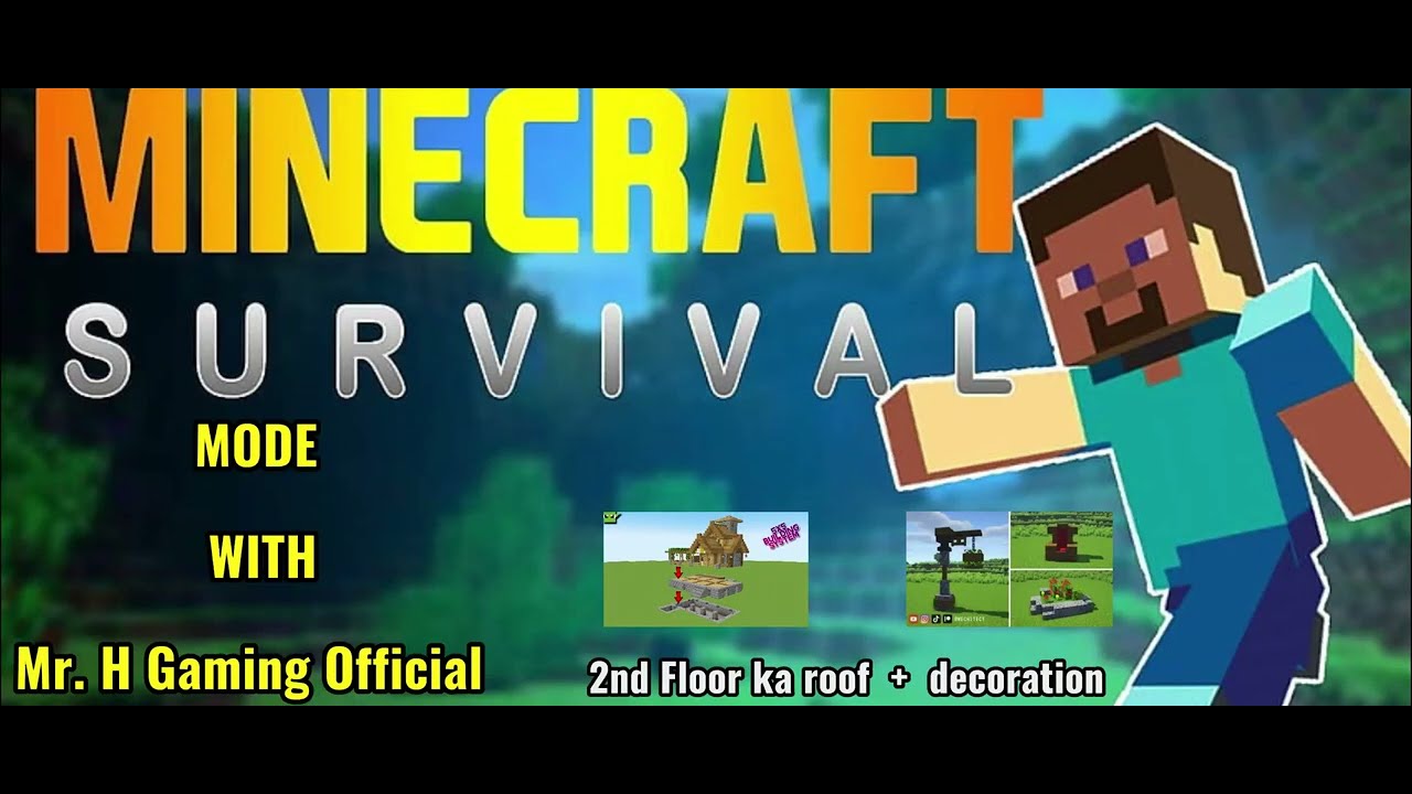 MINECRAFT |. 2nd Floor ka Roof ko complete kr liya and Ghr ka bahir decoration bhi ki - YouTube