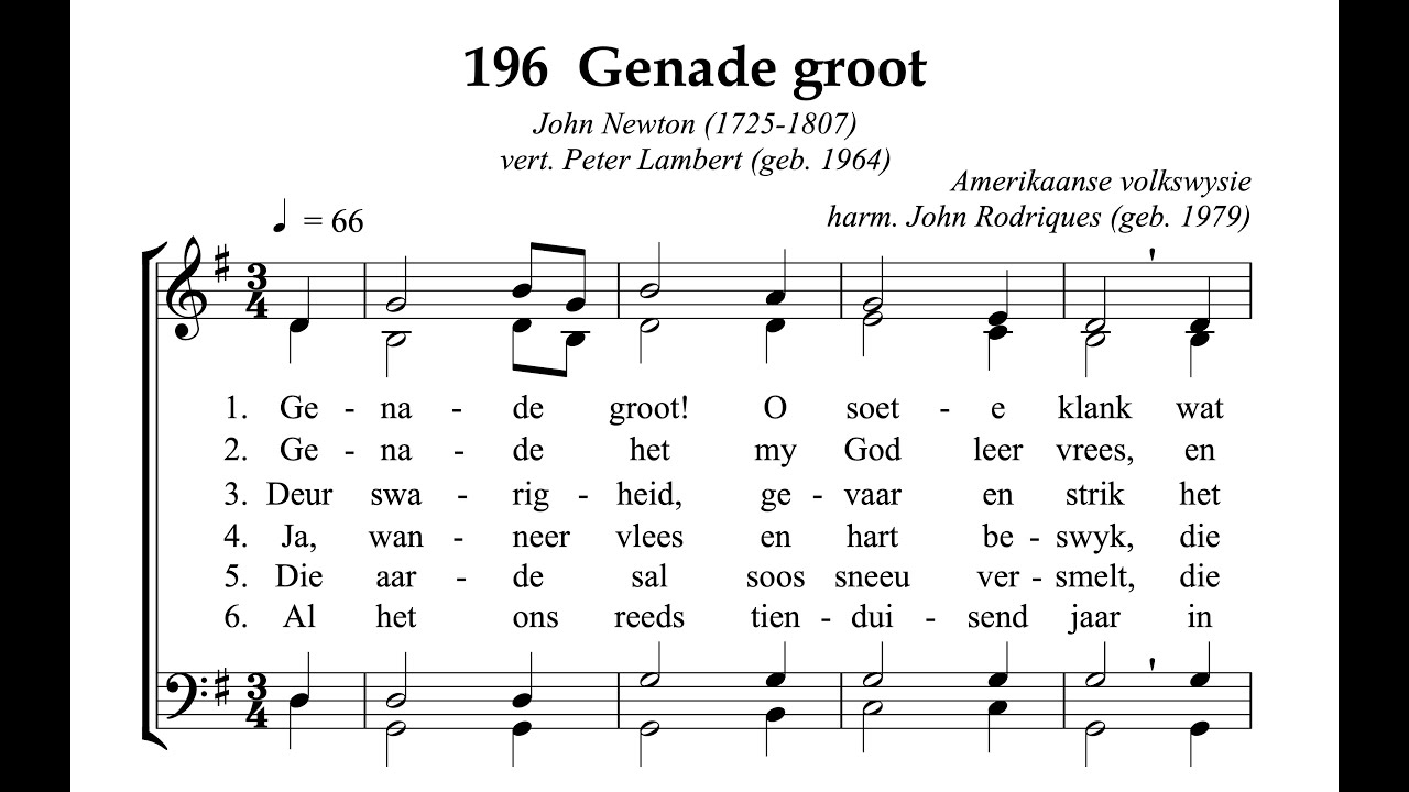 Afrikaans Hymnal 196 Genade groot Amerikaanse volkswysie - YouTube