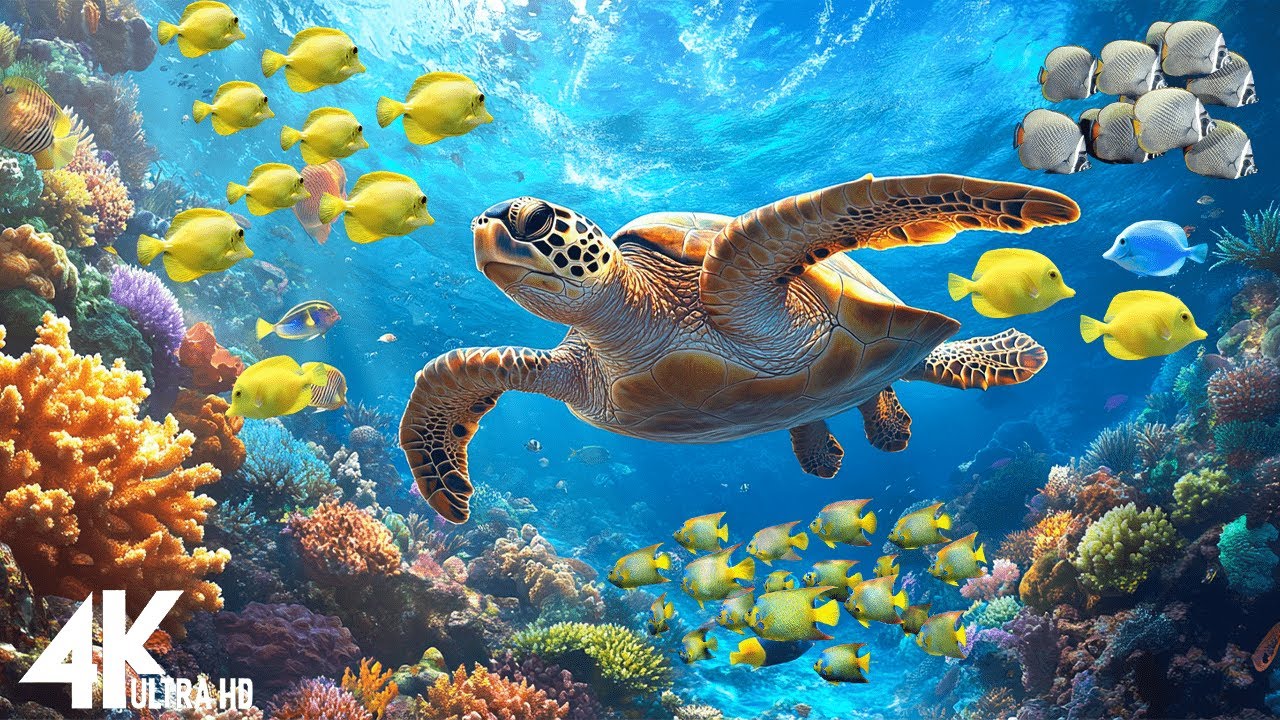 4K Underwater Wonders + Relaxing Music - Coral Reefs & Colorful Sea ...