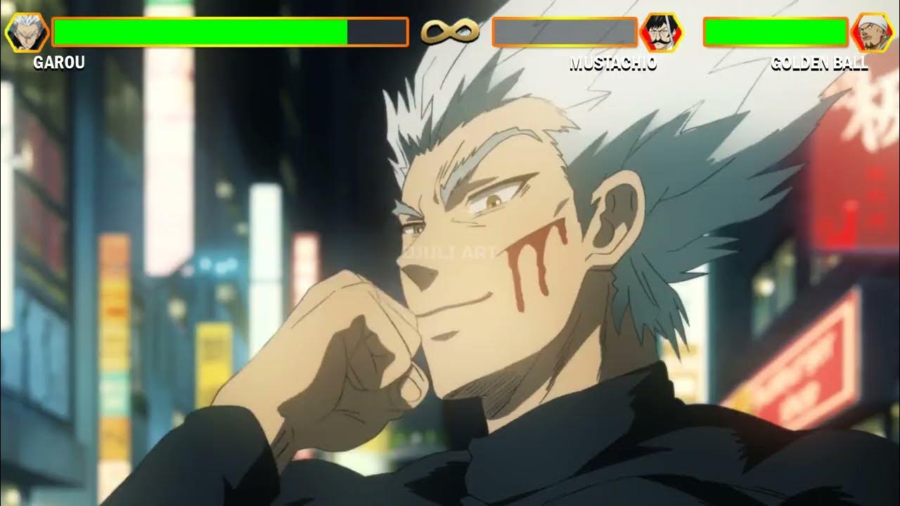 Garou Vs Golden Ball And Spring Mustachio Saitama With Healthbars One Punch Man Youtube