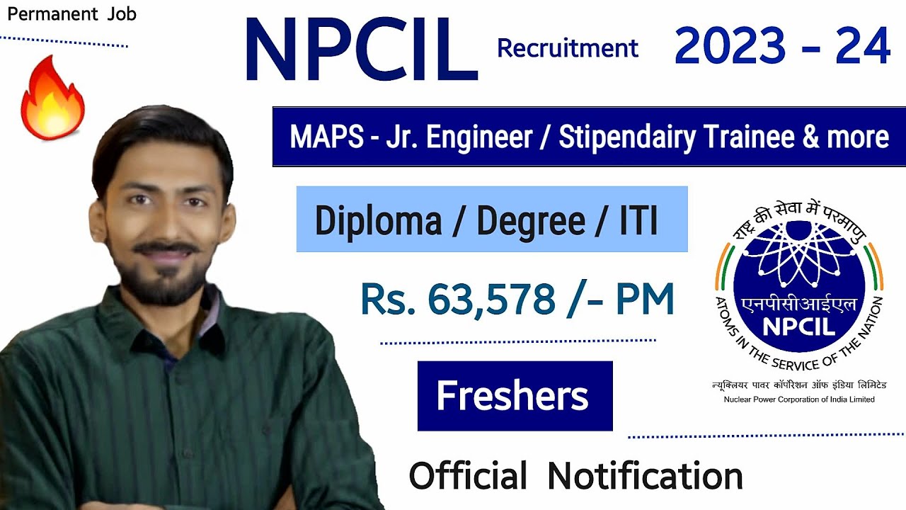 NPCIL JE recruitment 2023⚡️ MAPS | Diploma/Degree/ITI | ₹ 63,758/- PM ...