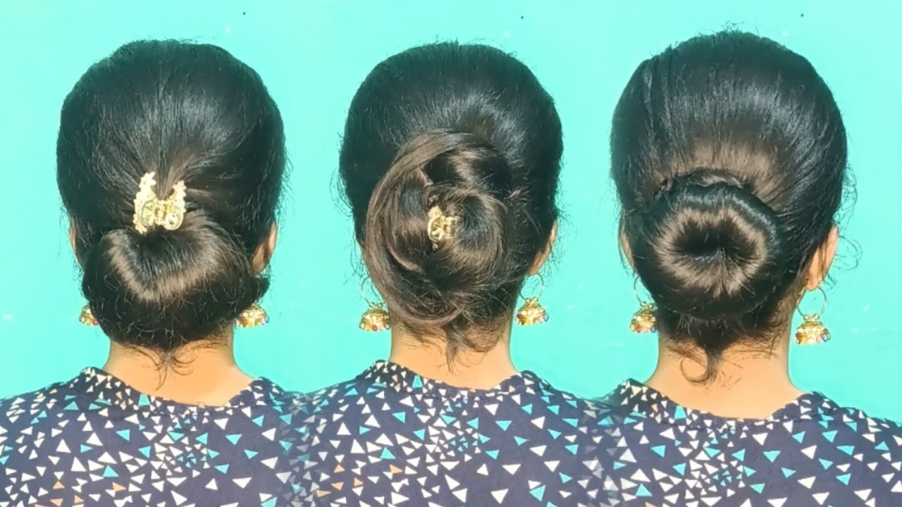 Traditional Short Hairstyle For Saree / Traditional Khopa Hairstyle ...