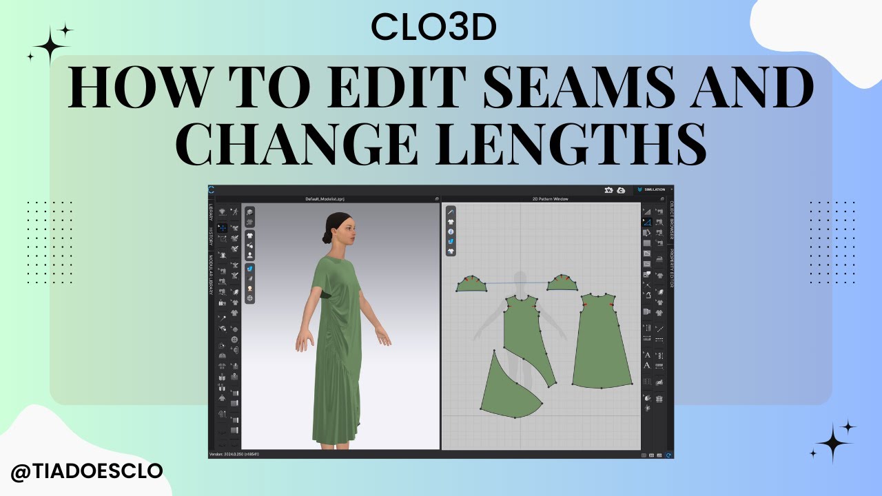 CLO3D How To Edit Seams and Change Lengths - YouTube