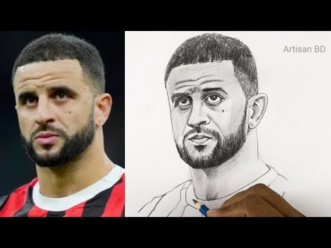 Kyle Walker Portrait Drawing 😍 How to Draw Kyle Walker Step by Step ...
