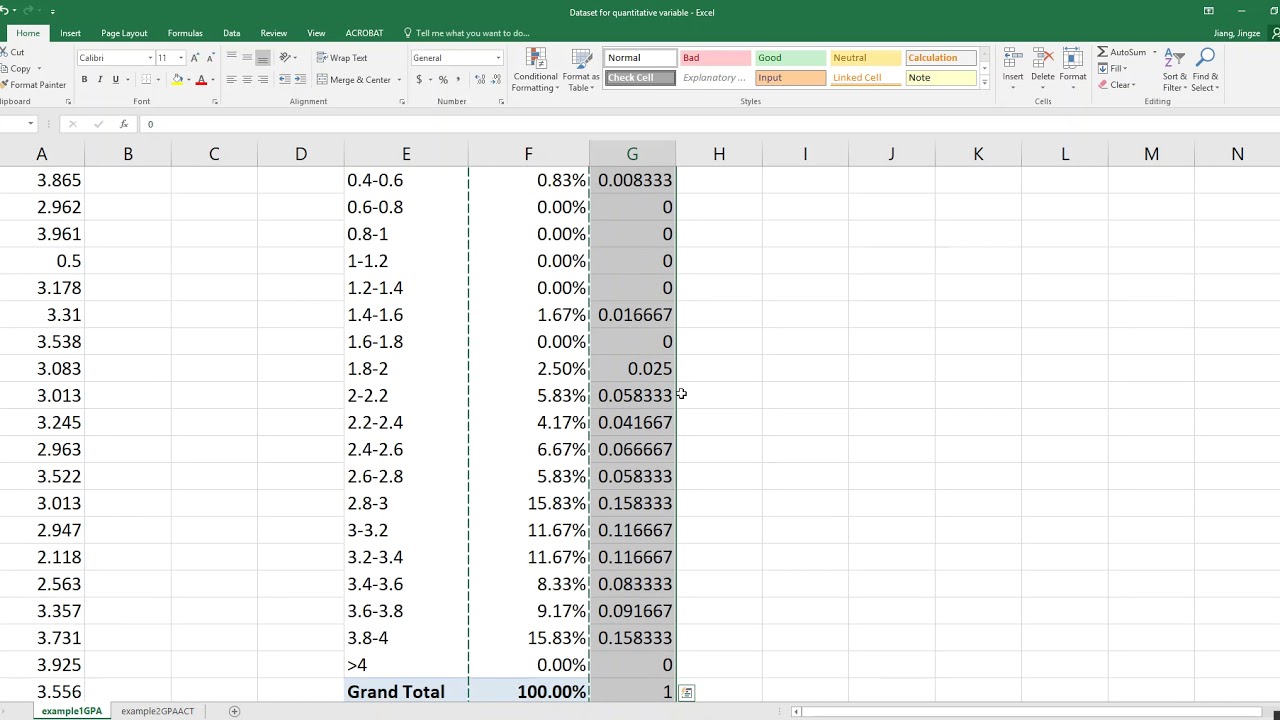 How to use Excel to generate percent, relative, cumulative, cumulative ...