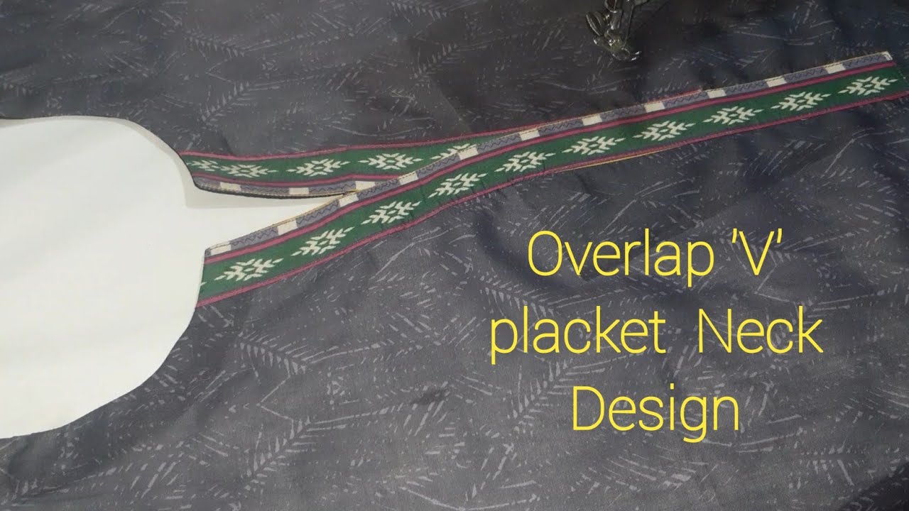 beautiful neck design|| overlap neck design|| V placket neck design ...