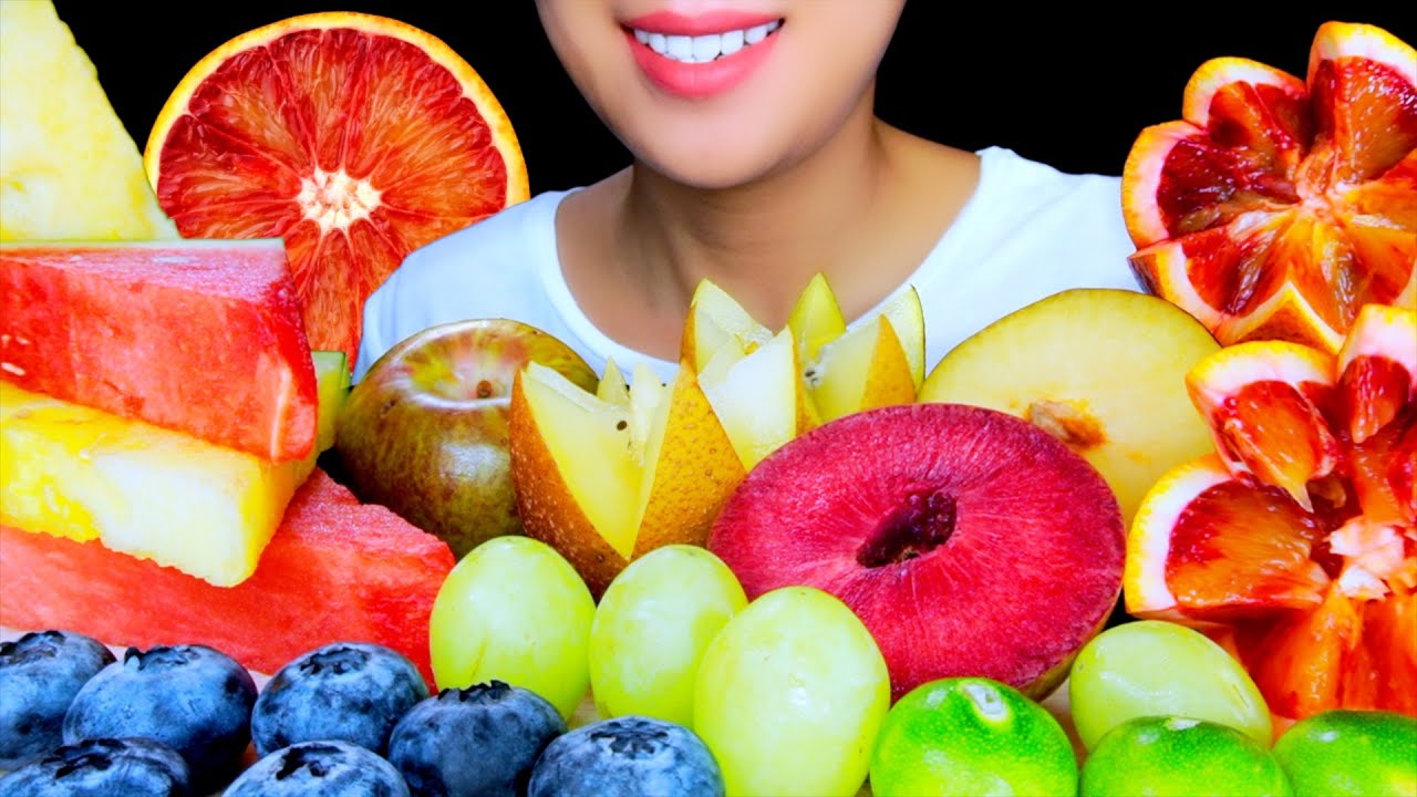FRUIT ASMR: ASMR COLORFUL MIXED FRUIT PLATTER 3 | WATERMELON, PLUM ...