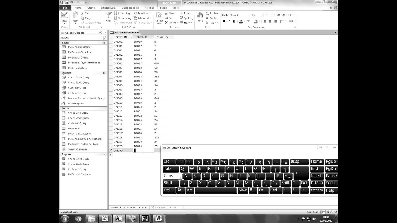Orderline Table - YouTube
