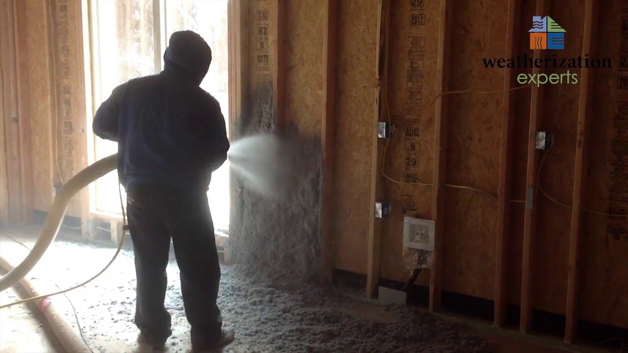 Cellulose Wall Spray Insulation - Weatherization Experts - YouTube