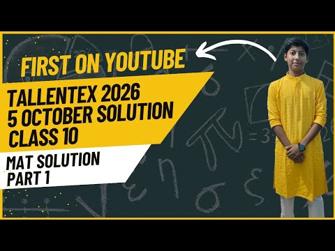 Tallentex 2026 Class 10 |5 October MAT Solution | Part 1 | First On ...