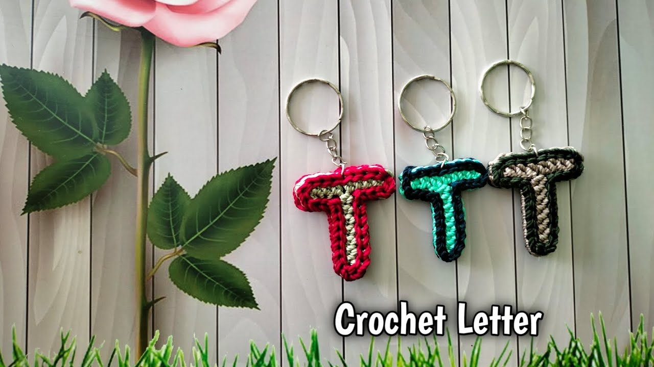 HOW TO CROCHET LETTER T Crochet Keychain For Beginners (Sub English ...