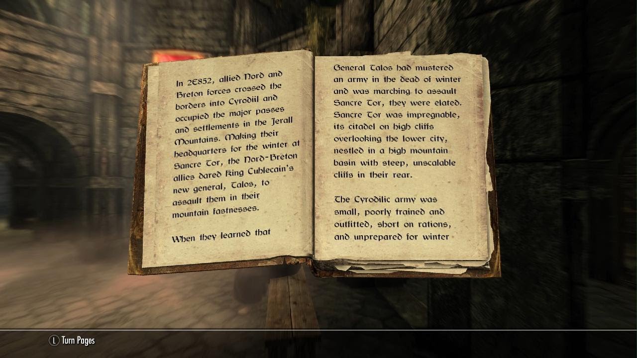 Skyrim lore books to sleep to - Reading " Battle of Sancre Tor" - YouTube