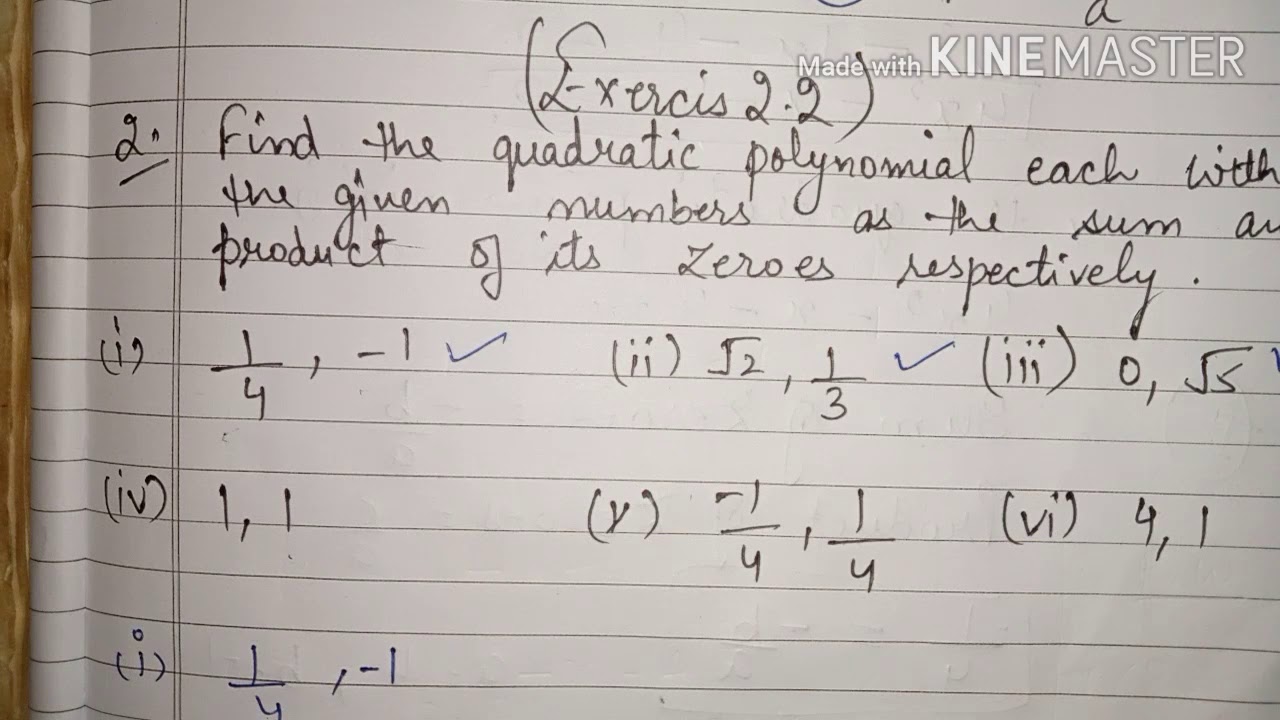 Class 10th chapter 2 POLYNOMIALS Exercise 2.2 Q2- iv, v, vi | Study point | - YouTube