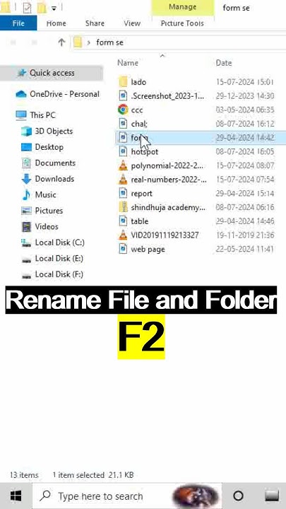 Rename Shortcut Key | Rename Multiple Files in Sequence - YouTube