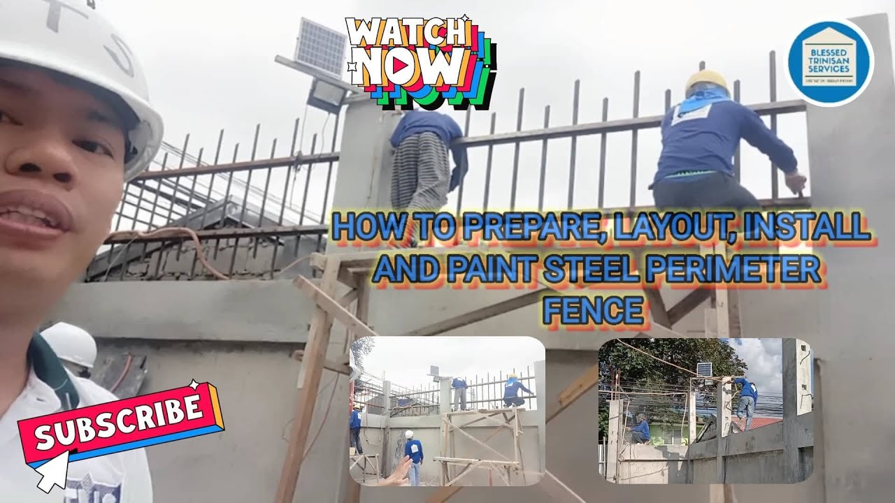 HOW TO PREPARE, LAYOUT, INSTALL AND PAINT STEEL PERIMETER FENCE - YouTube