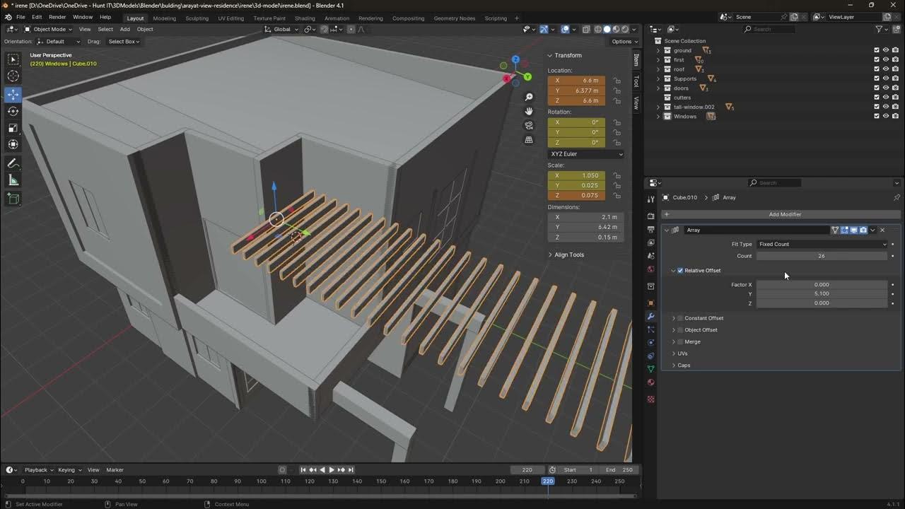 Blender Easily Distribute Equal Size and Shape Objects with Array - YouTube